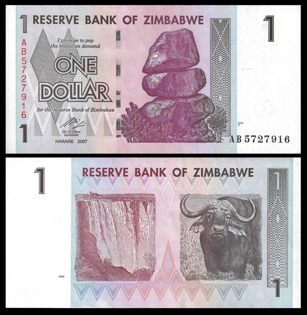 ZIMBABWE $1 DOLLAR BANKNOTE, 2007, UNCIRCULATED – ZimbabweNote.com