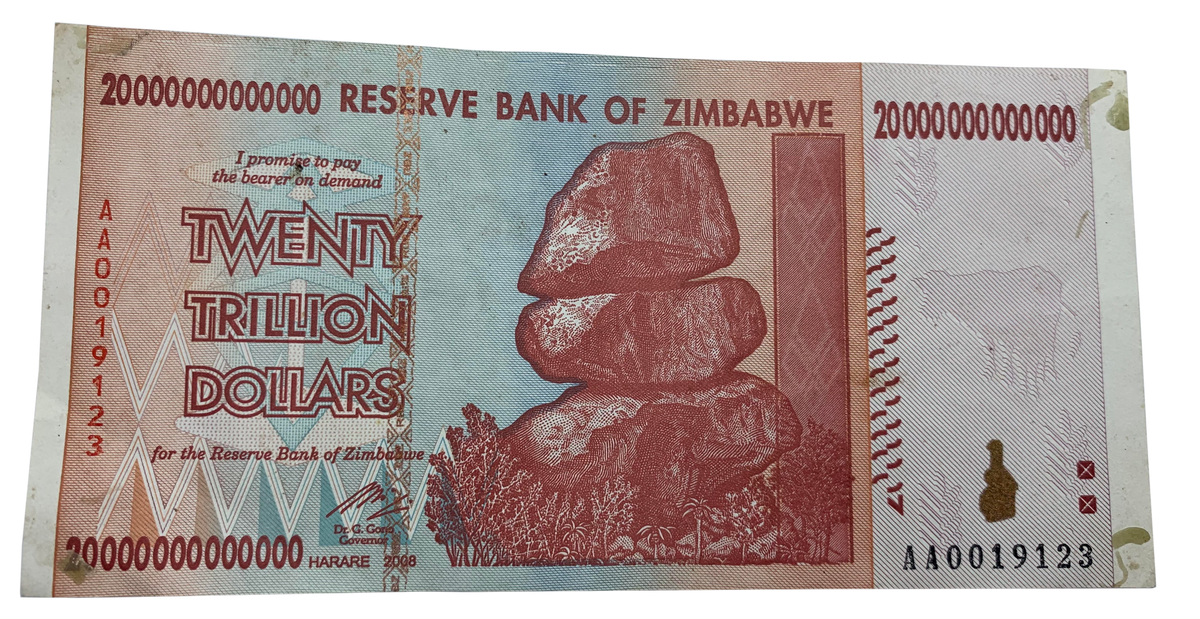Zimbabwe $20 Trillion Dollar Banknote, 2008, Circulated (used ...