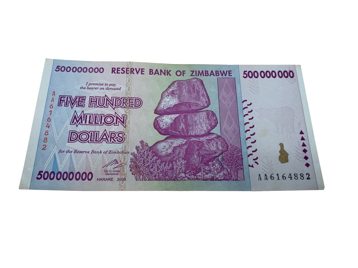 Zimbabwe $500 Million Dollar Banknote, 2008, Circulated (used ...